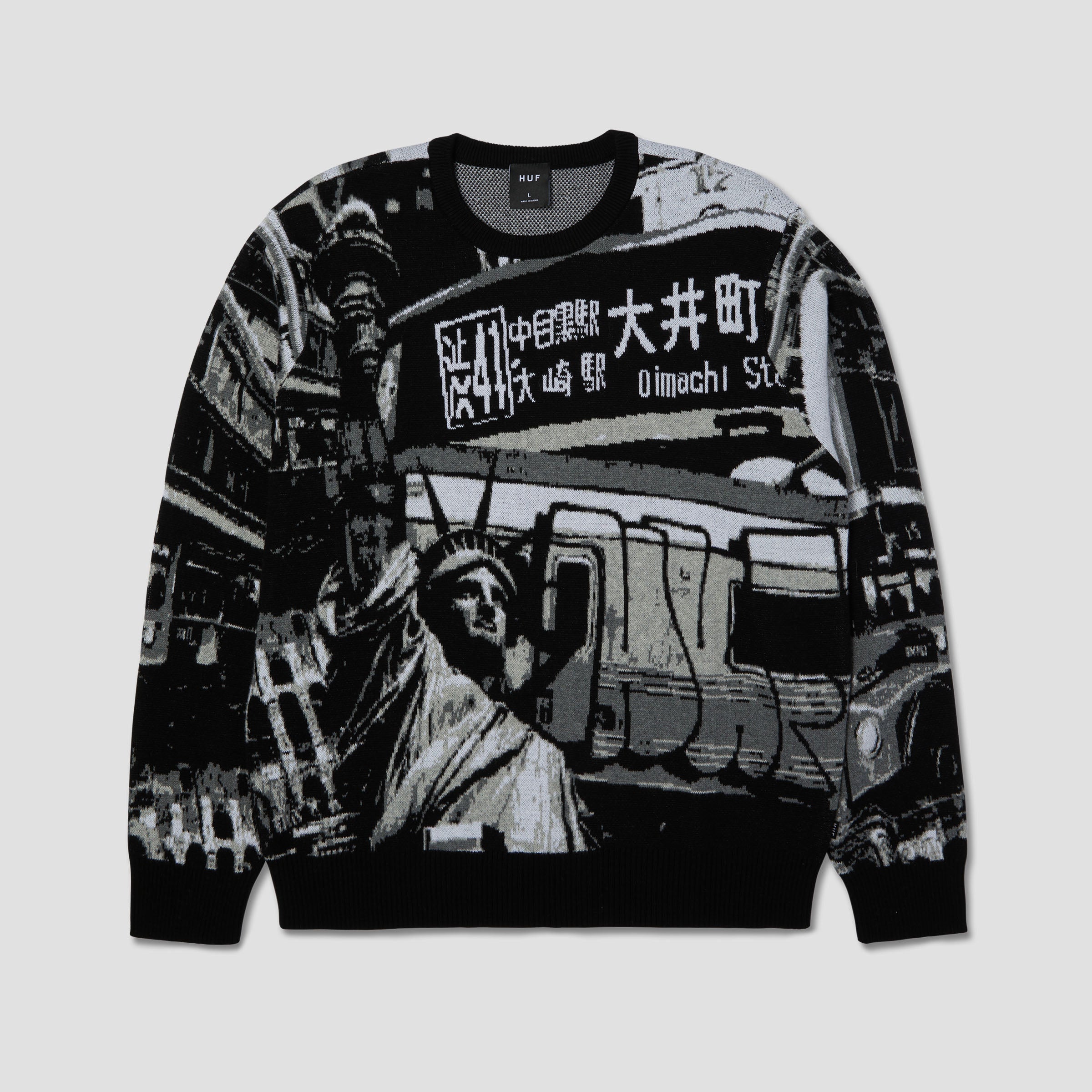 HUF Worldwide Commuter Sweater Crew Black – Slam City Skates