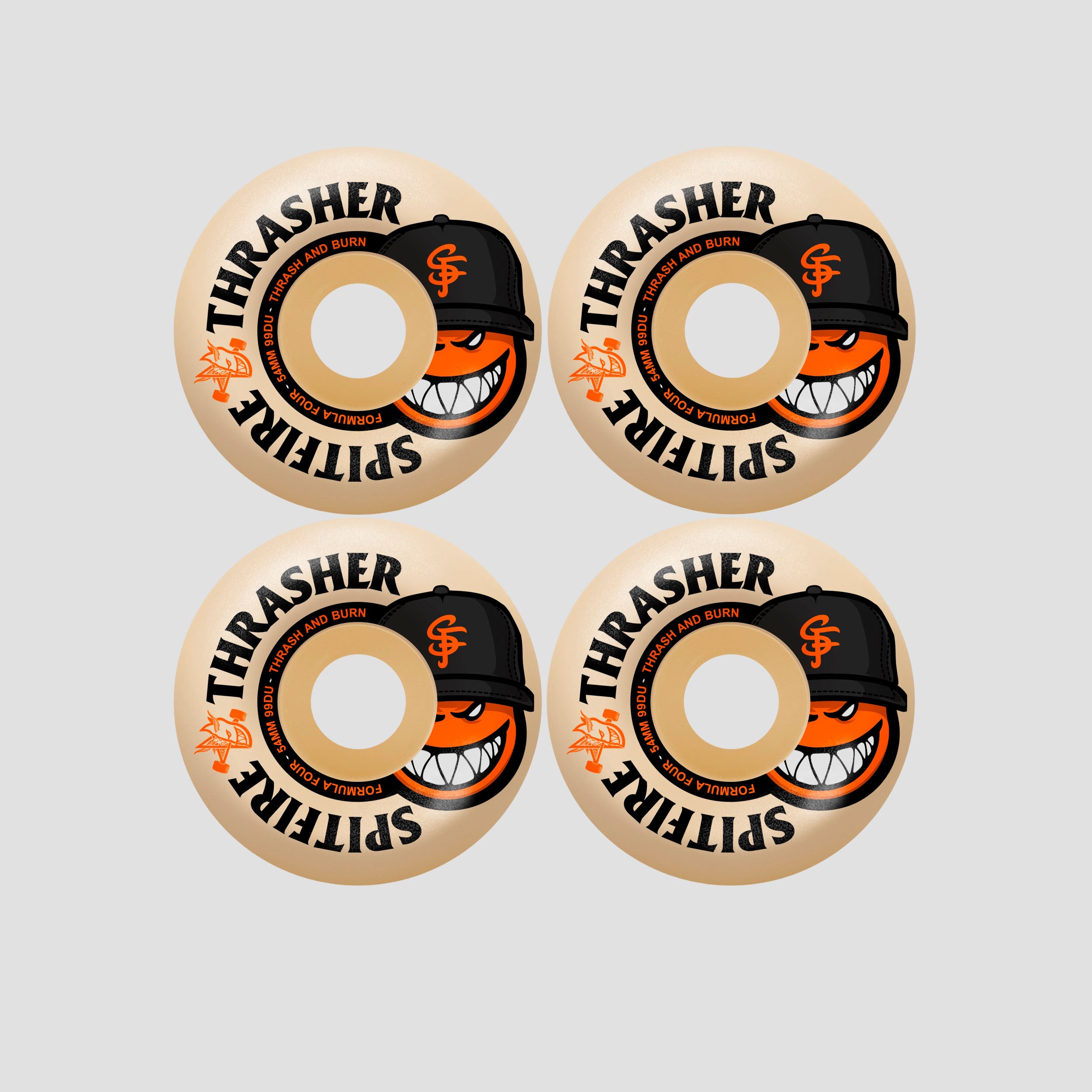 Spitfire x Thrasher 54mm The City F4 99 Radial Full Skateboard Wheels ...