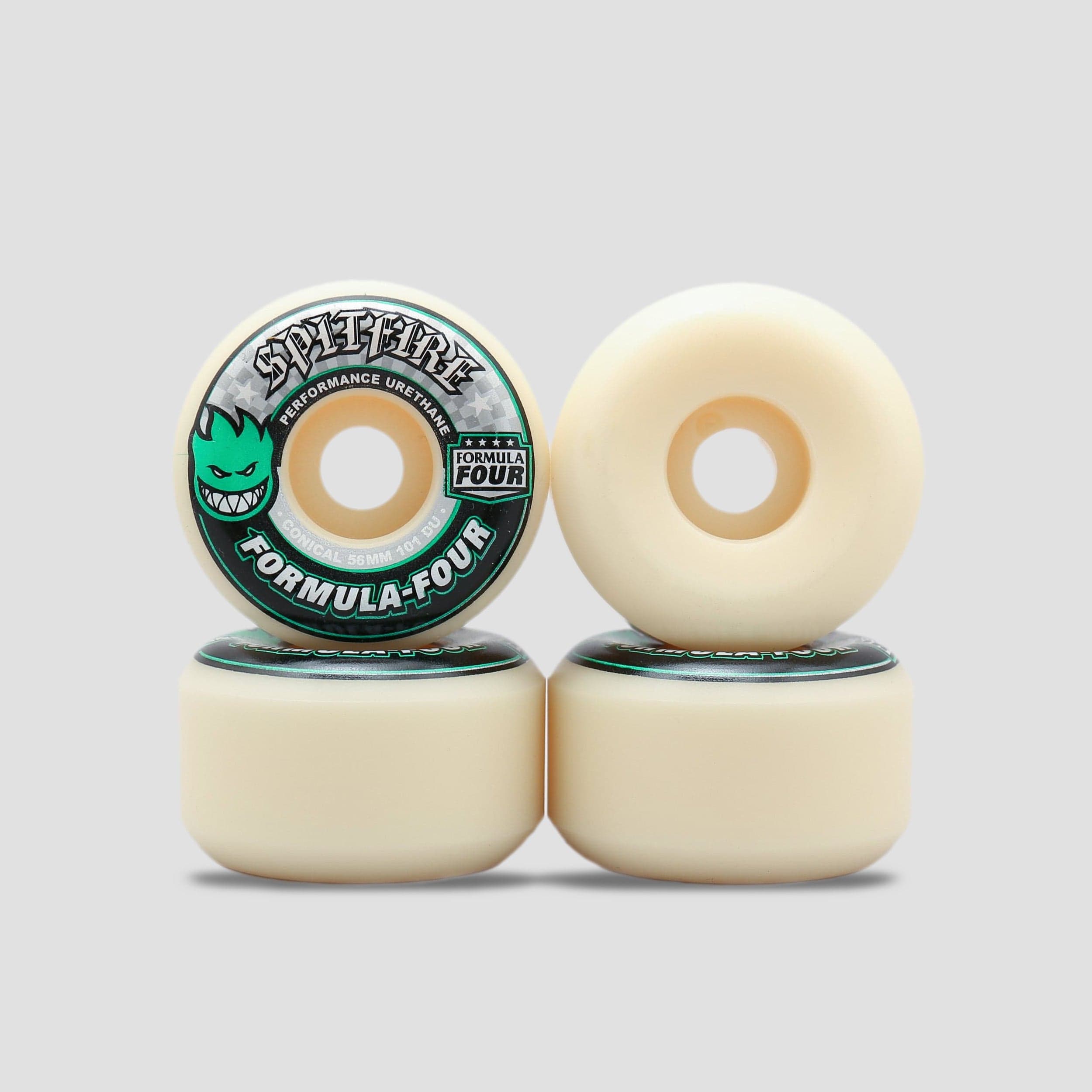 Spitfire 56mm 101DU Formula Four Conical Skateboard Wheels Natural / G ...
