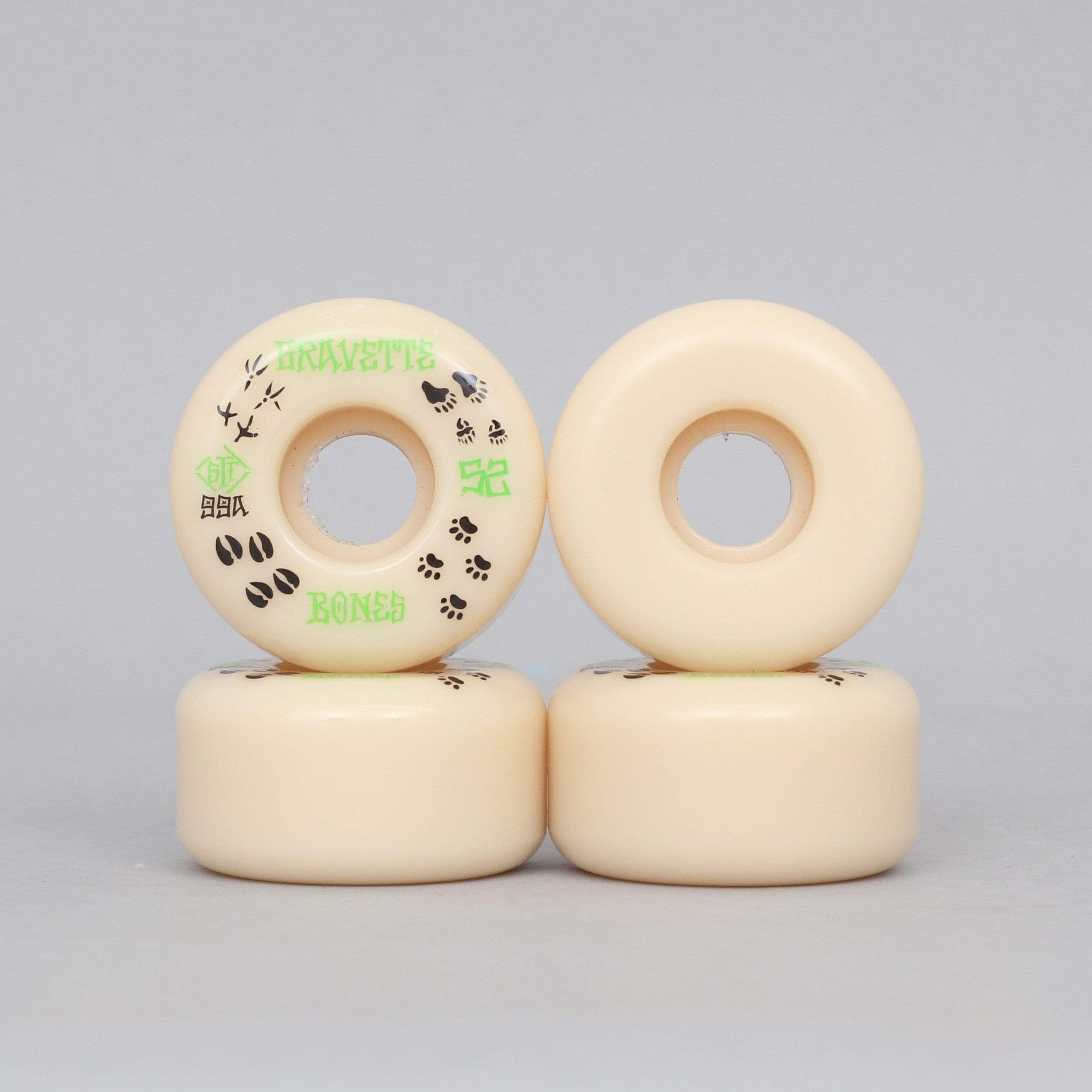 Bones 52mm 99A Gravette Trapper STF V2 Lock Skateboard Wheels Natural ...