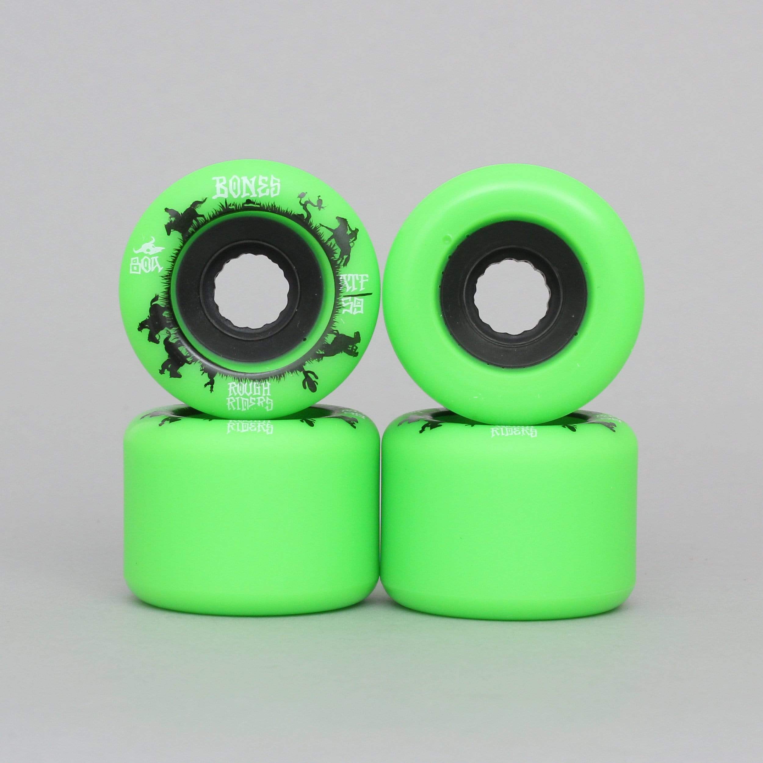 Bones 59mm ATF Rough Riders Wranglers Core Skateboard Wheels Green ...