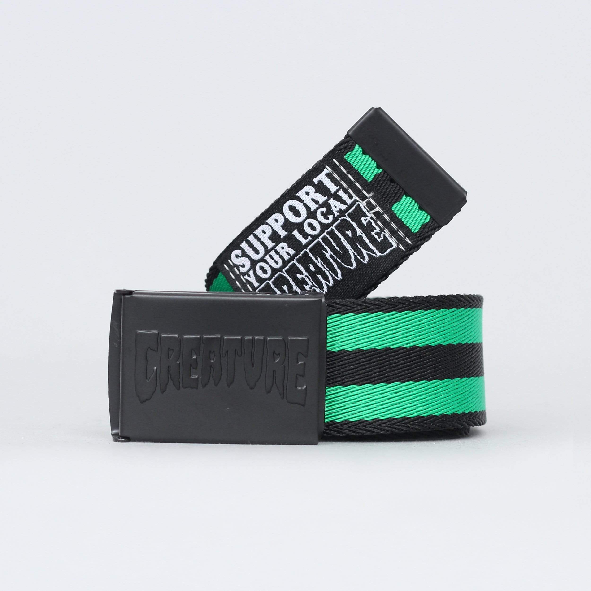 Creature Logo Stamp Web Belt Black / Green – Slam City Skates