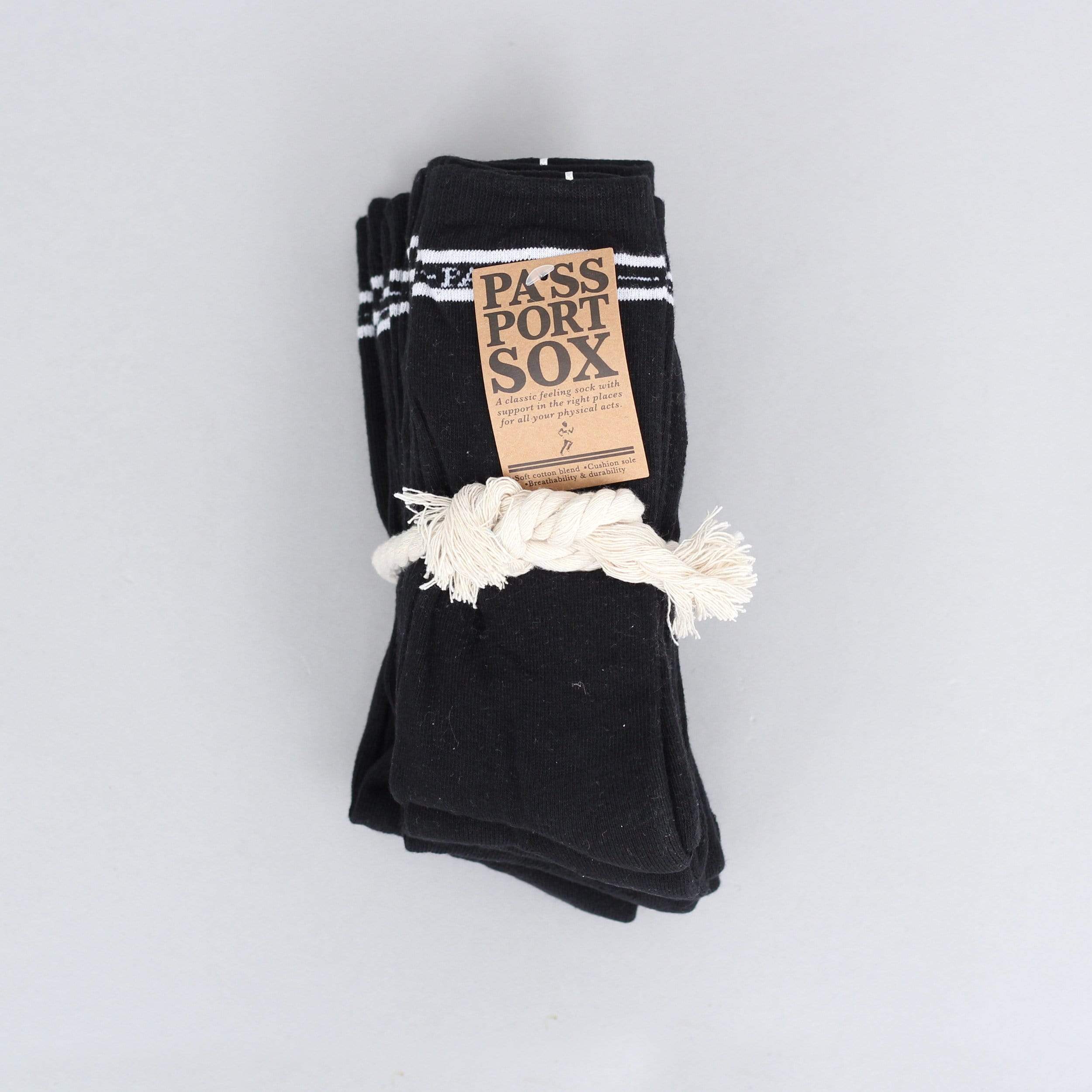 Passport Hi Sox Socks Black (5 Pack) - Slam City Skates