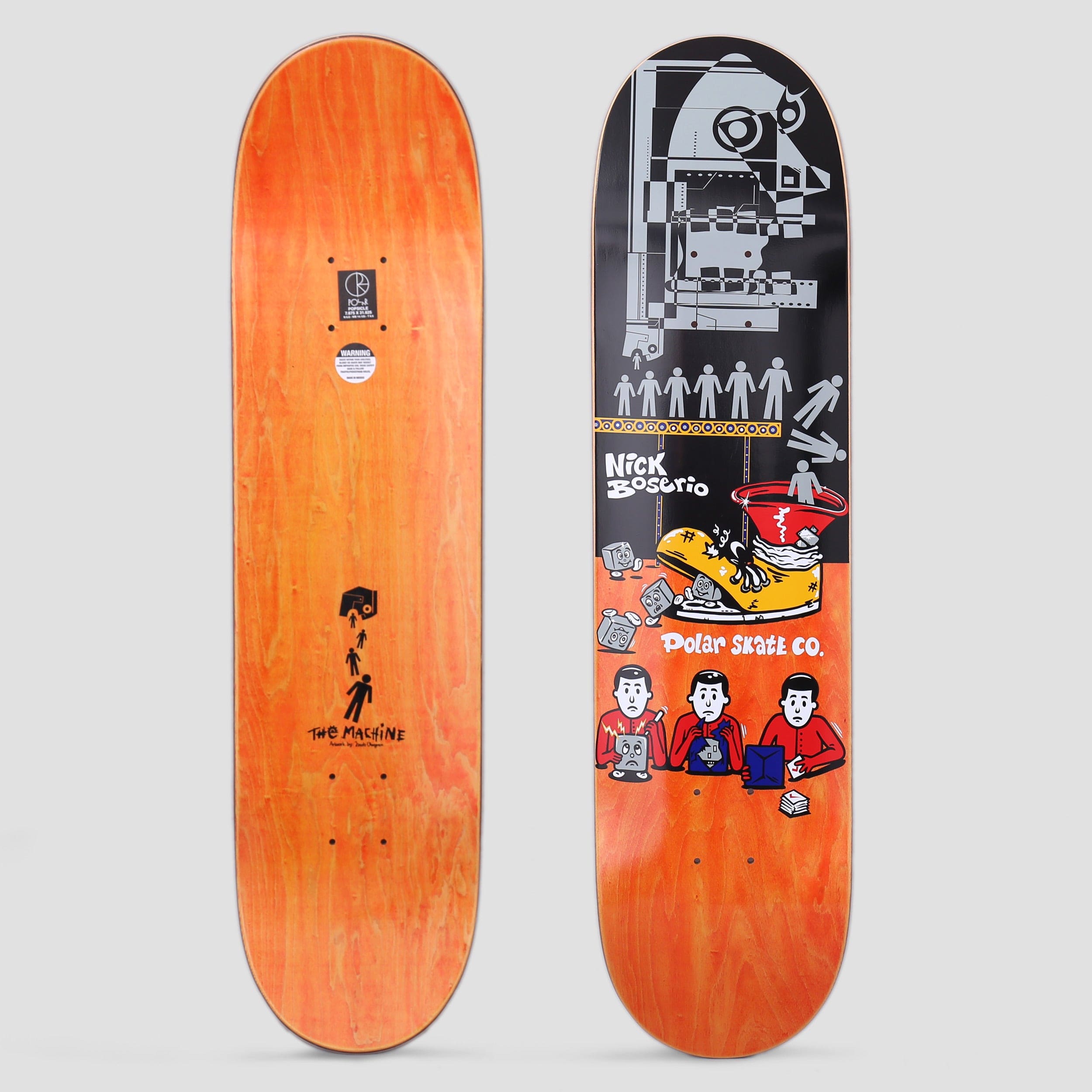 Polar 7.875 Nick Boserio The Machine Skateboard Deck Black / Orange ...
