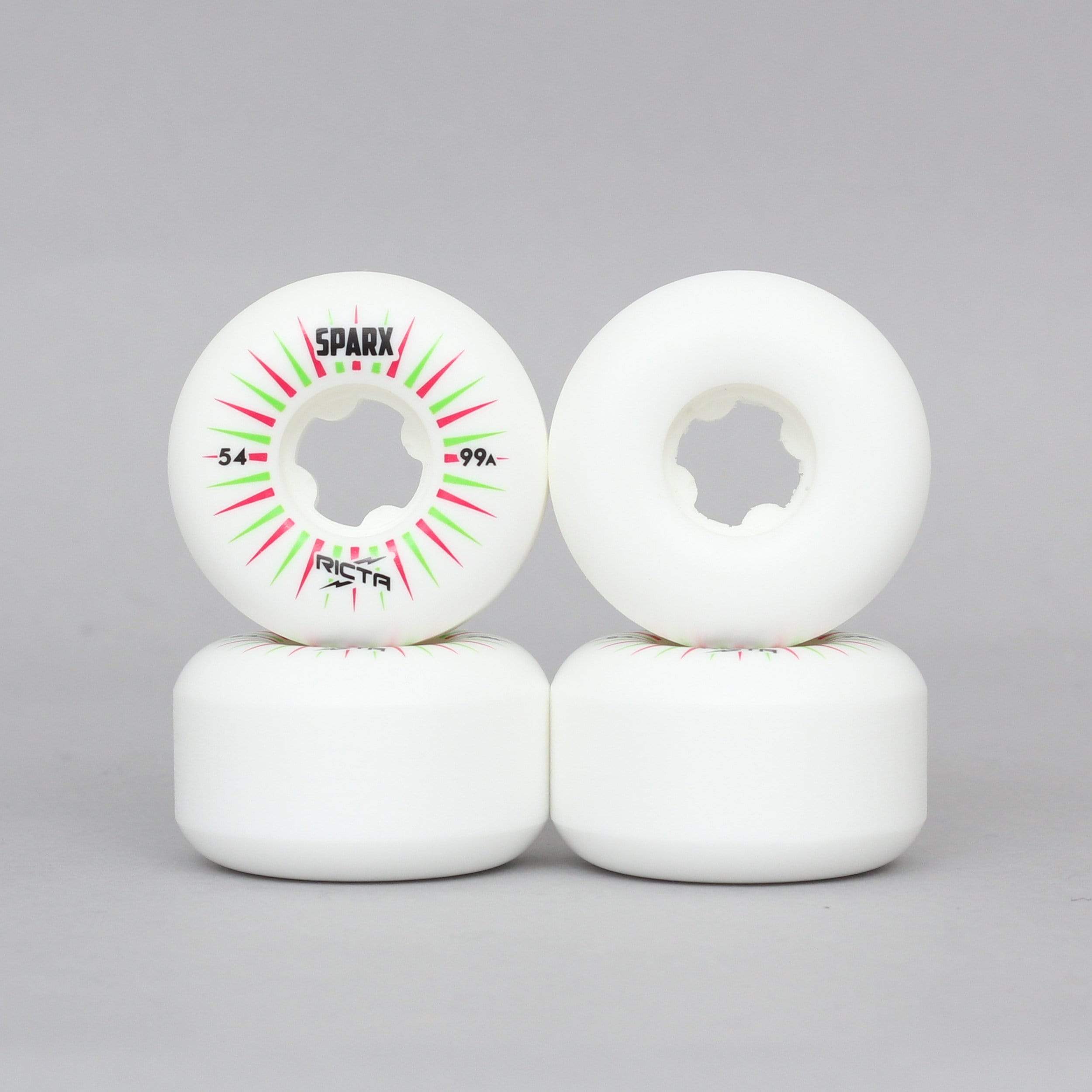 Ricta 54mm 99A Sparx Skateboard Wheels White / Green – Slam City Skates