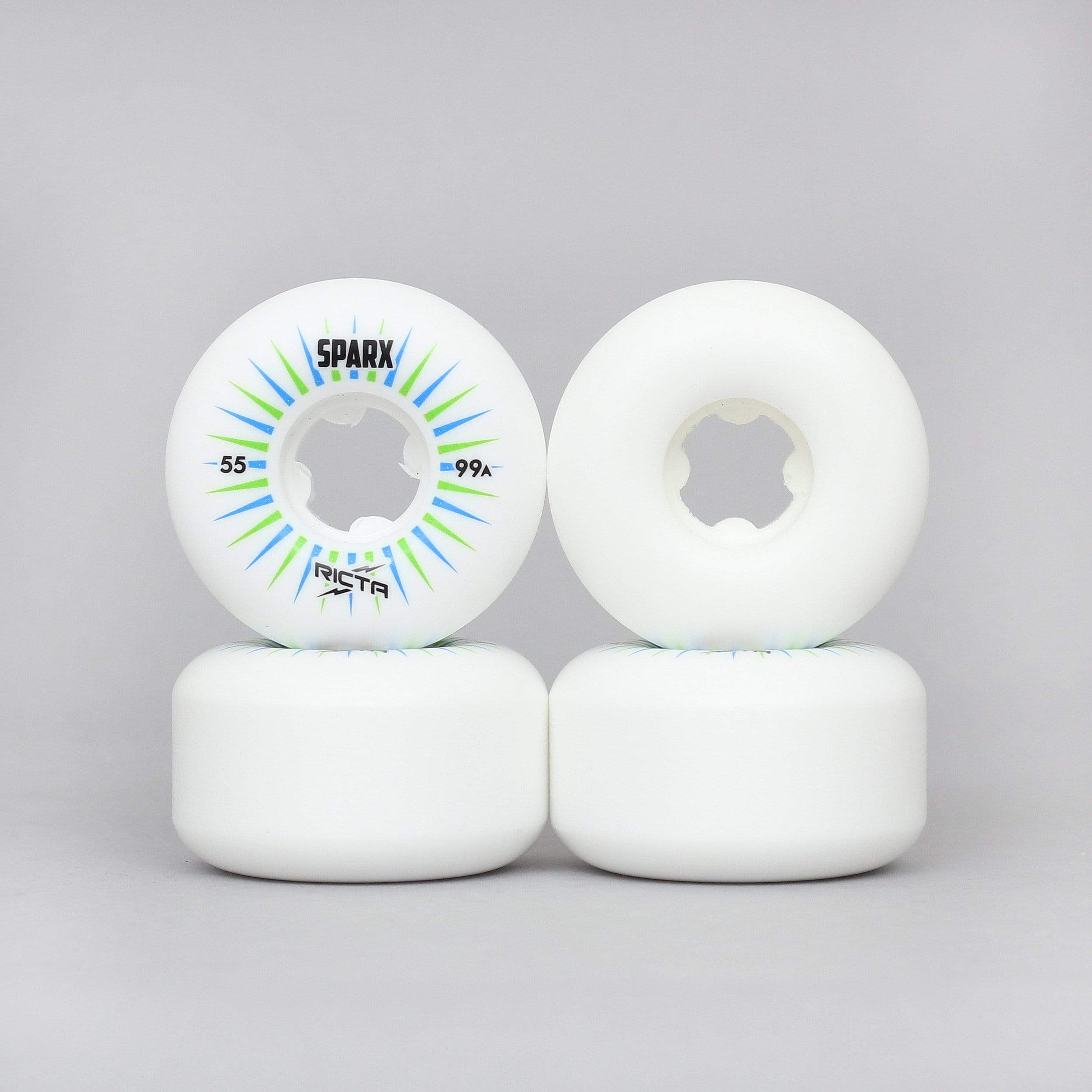 Ricta 55mm 99A Sparx Skateboard Wheels White / Blue – Slam City Skates
